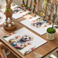 Easter Puppy Placemats Set of 4, Cartoon Cute Dog Green Orange Red Egg ...