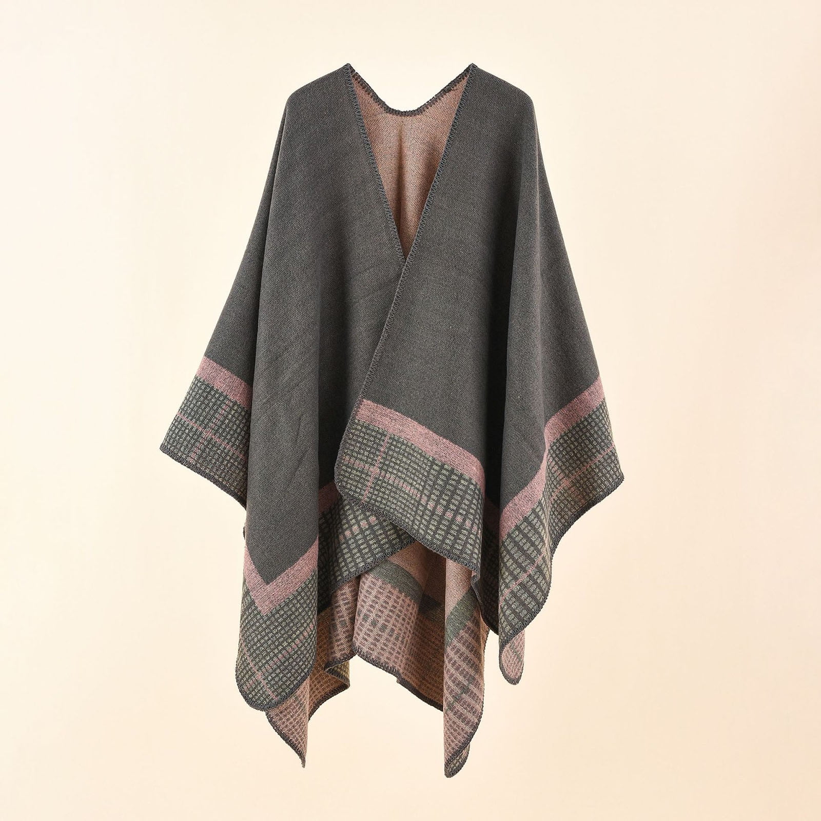 Women's Shawls and Wraps Open Front Poncho Cape Cardigan Vintage Winter Blanket Sweater ...