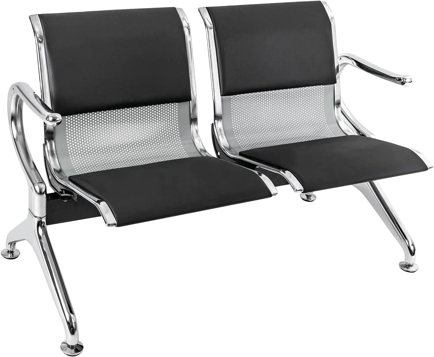 Miumaeov Waiting Room Chairs, Reception Bench with Arms, Black PU ...