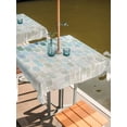 Abstract Art Square Outdoor Tablecloth with Umbrella Hole Blue Green ...