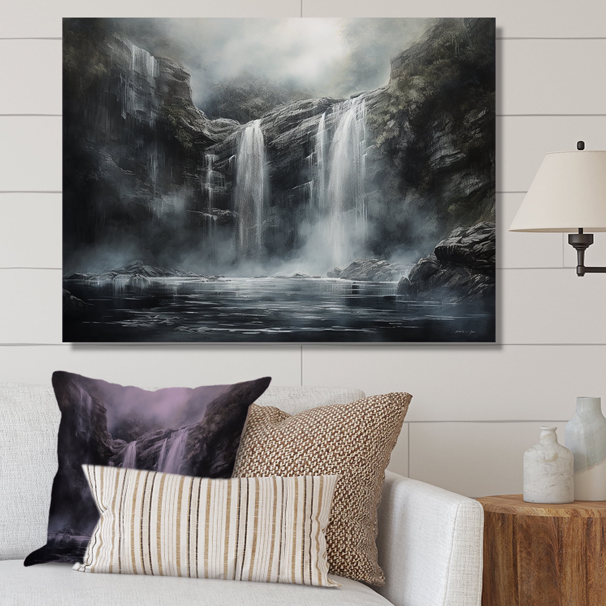 Click here for Designart Waterfall Wall Art  Magical Cliff Waterf... prices