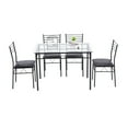 Kmowoo Iron Glass Dining Table and Chairs Black One Table and Four ...