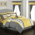 Adara 20-Piece Elegant Microfiber Comforter Set with Color Block Pinch ...