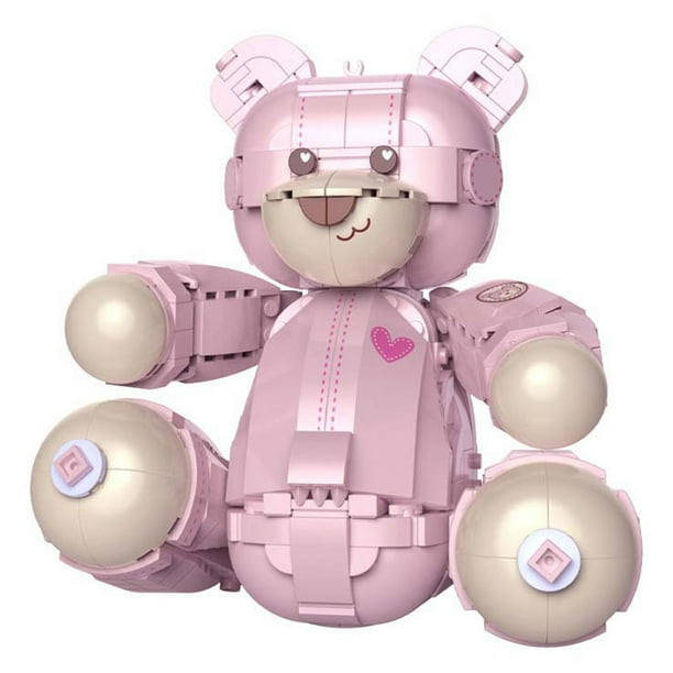 Block Building Toy Cute Pink Educational Easy Assembly Bear Mini ...