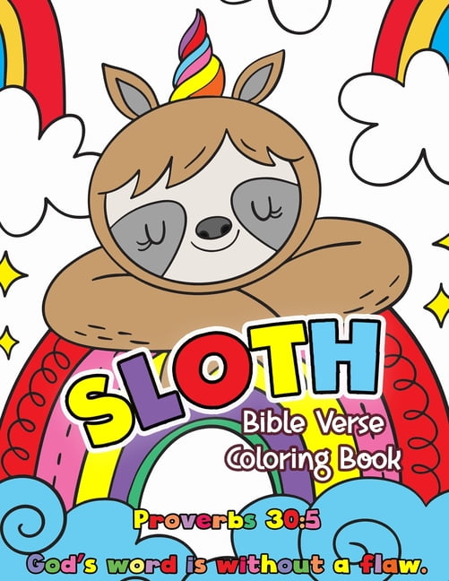 Sloth Bible Verse Coloring Book: Jumbo Bible Word Coloring for Kids ...
