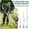 Garden Hand Tiller Cultivator, 4-Tine Adjustable Long Handle, Heavy ...