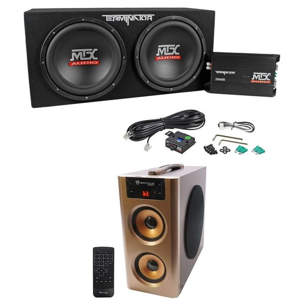MTX Terminator TNP212D2 1200 Watt 2-Ohm Dual 12” Subwoofers+Box+Amp ...
