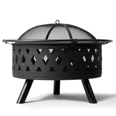 Sunjoy 26 Inch Fire Pit for Outside, Outdoor Wood Burning Firepit with ...