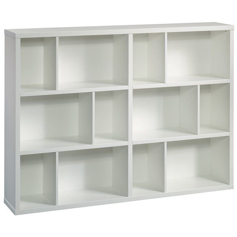 Pemberly Row Engineered Wood Horizontal Bookcase in Soft White ...