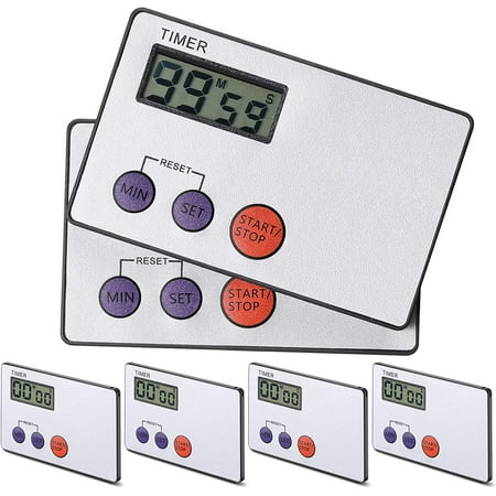 Lepai 4 Pieces Portable Timer Credit Card Size Digital Countdown Timer ...