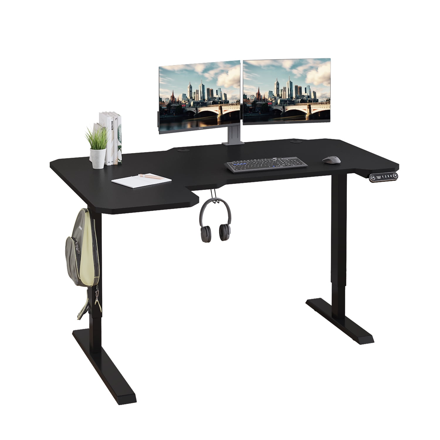 CometMin 59-Inch Large Electric Height Adjustable Computer L-Shaped ...