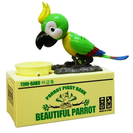 Maoww Cute Cartoon Parrot Eating Coin Money Box Automatic Parrot Piggy ...