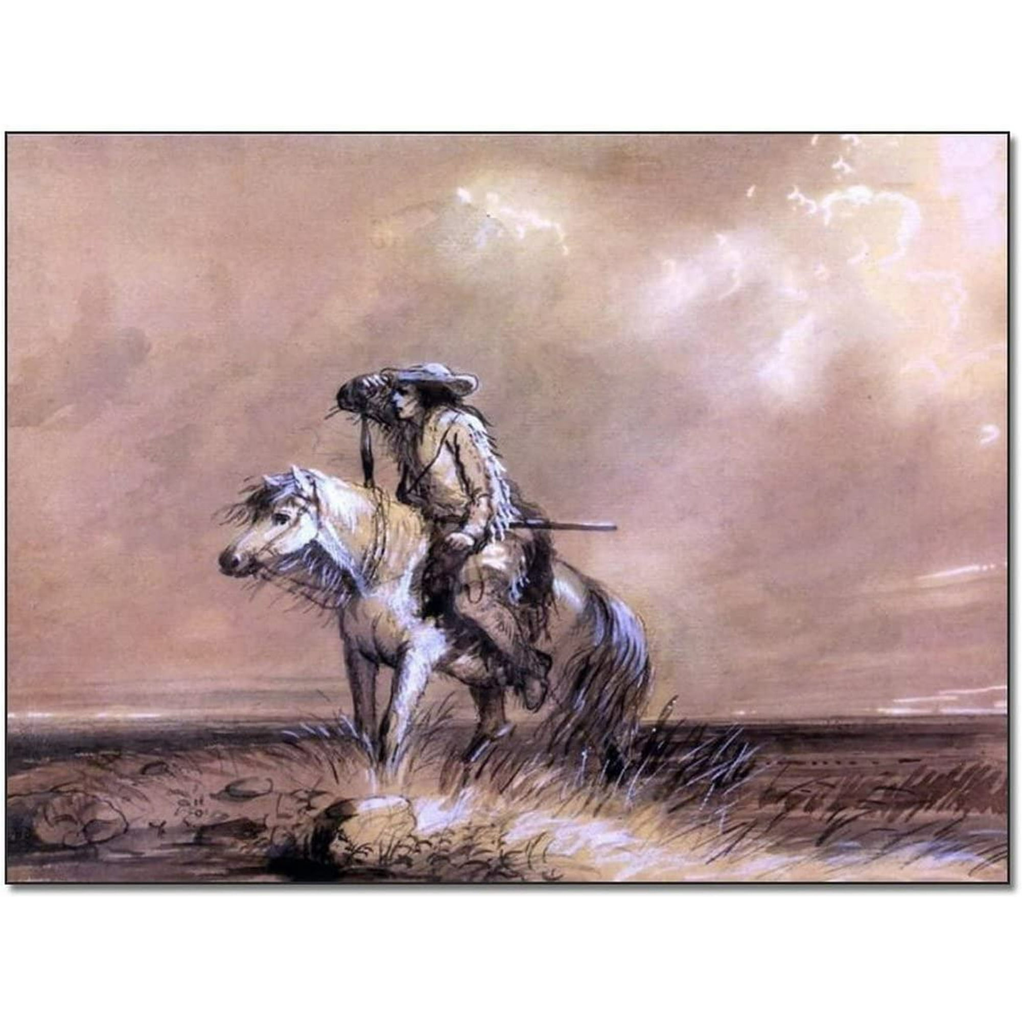 Lone Cowboy Painting