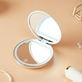 2x Magnification Portable LED Makeup Mirror - Round -Top Travel Makeup ...