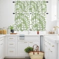3 Piece Kitchen Curtains and Valances Set Olive Green Leaves Cafe ...