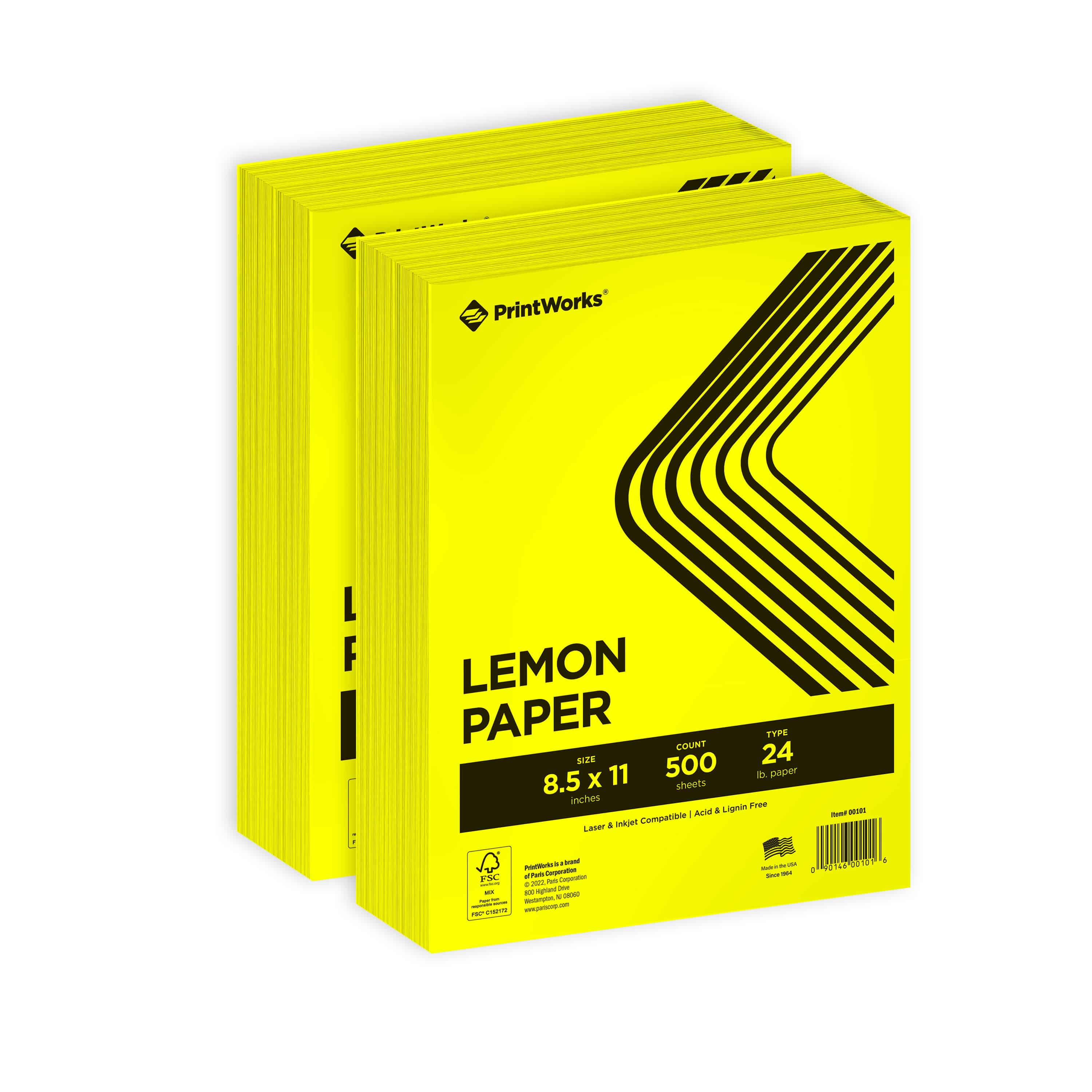 Printworks Bright Color Paper, Lemon, 8.5 x 11, 24 lb, 1000 Sheets ...