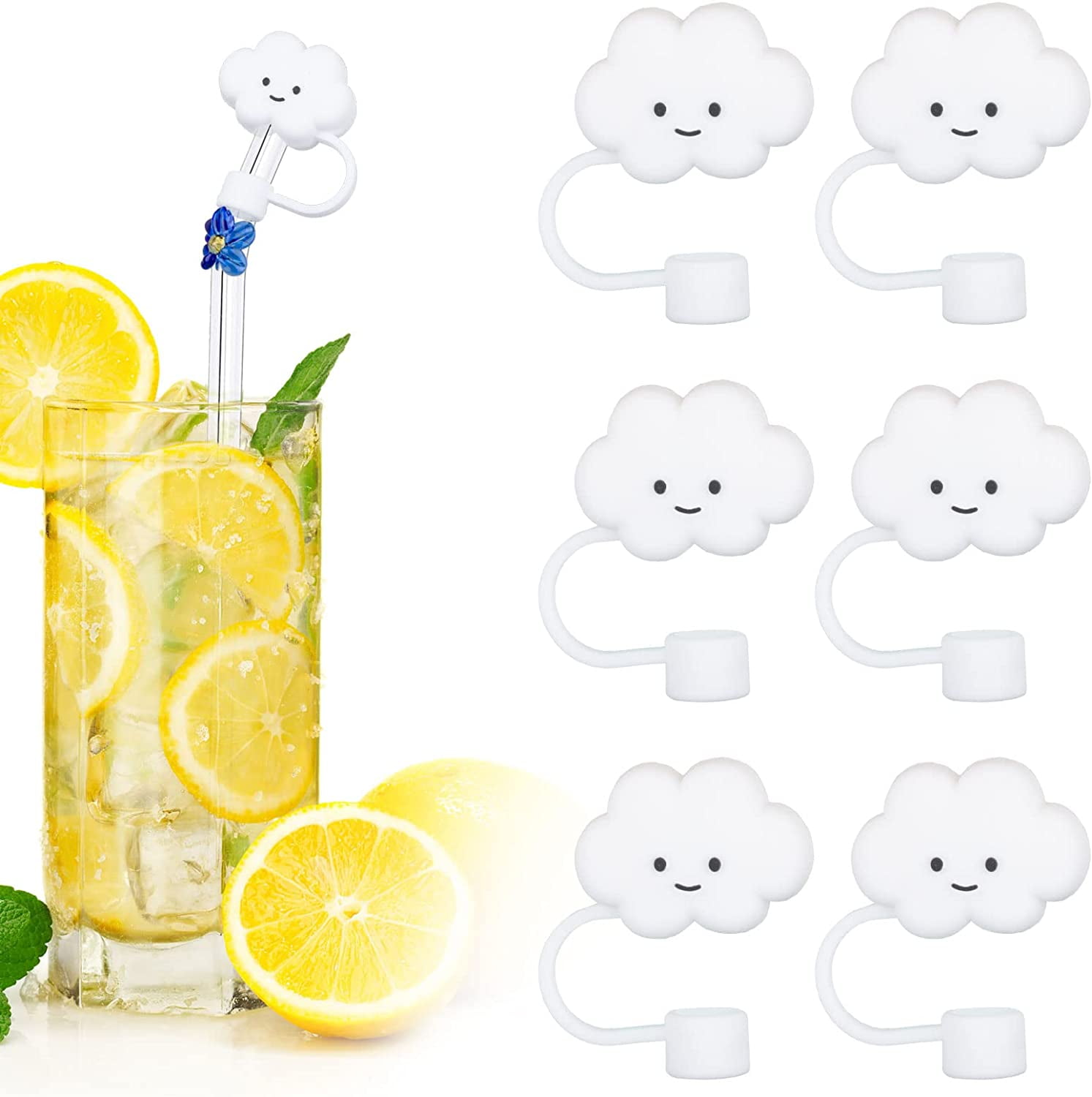 6 Pack Cloud Shape Straw Covers Cap, Cute Silicone Cloud Straw Covers ...