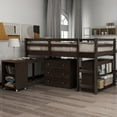 LHYY Low Study Twin Loft Bed with Cabinet and Rolling Portable Desk ...