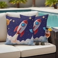 Cartoon Rocket Outdoor Waterproof Throw Pillow Covers 24x24 Set of 2 ...