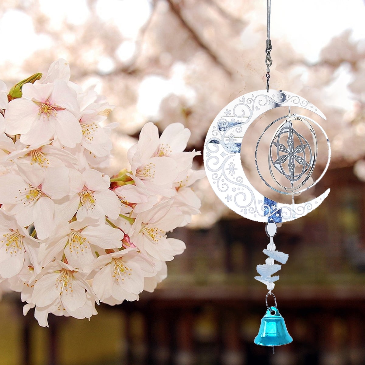 Buy 3D Rotating Wind Spinner Stainless Steel Wind Chimes Metal Hanging ...