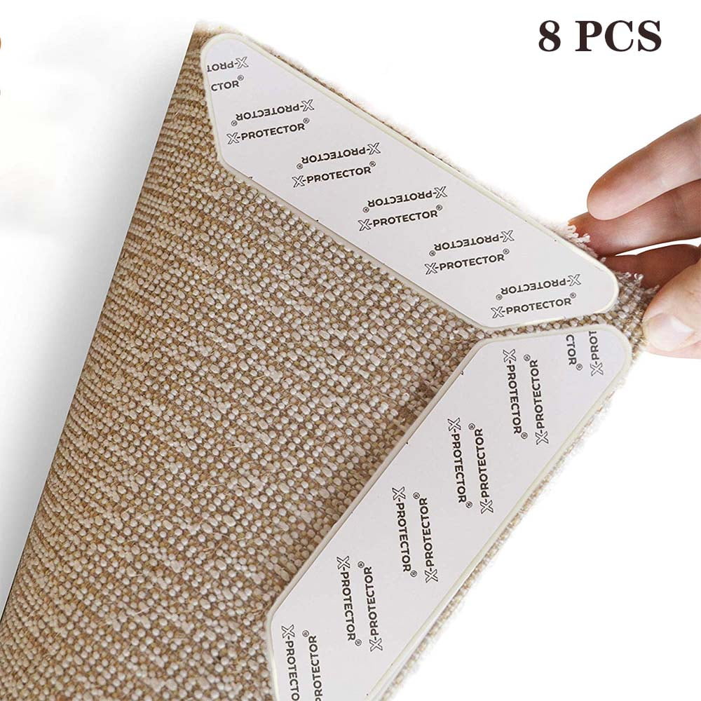Rug Tape, 8Pcs Dual Sided Washable Removable Rug Stopper Grip Your Area ...