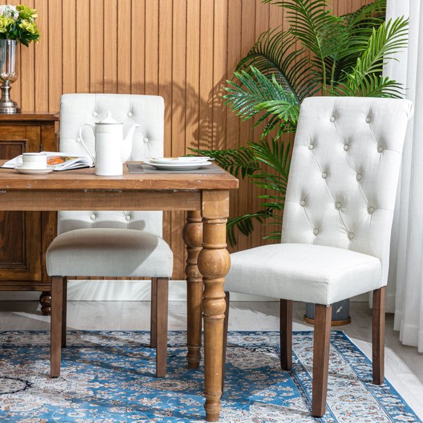Snugway Tufted Dining Chairs Set of 2,Upholstered Fabric Accent Parsons ...