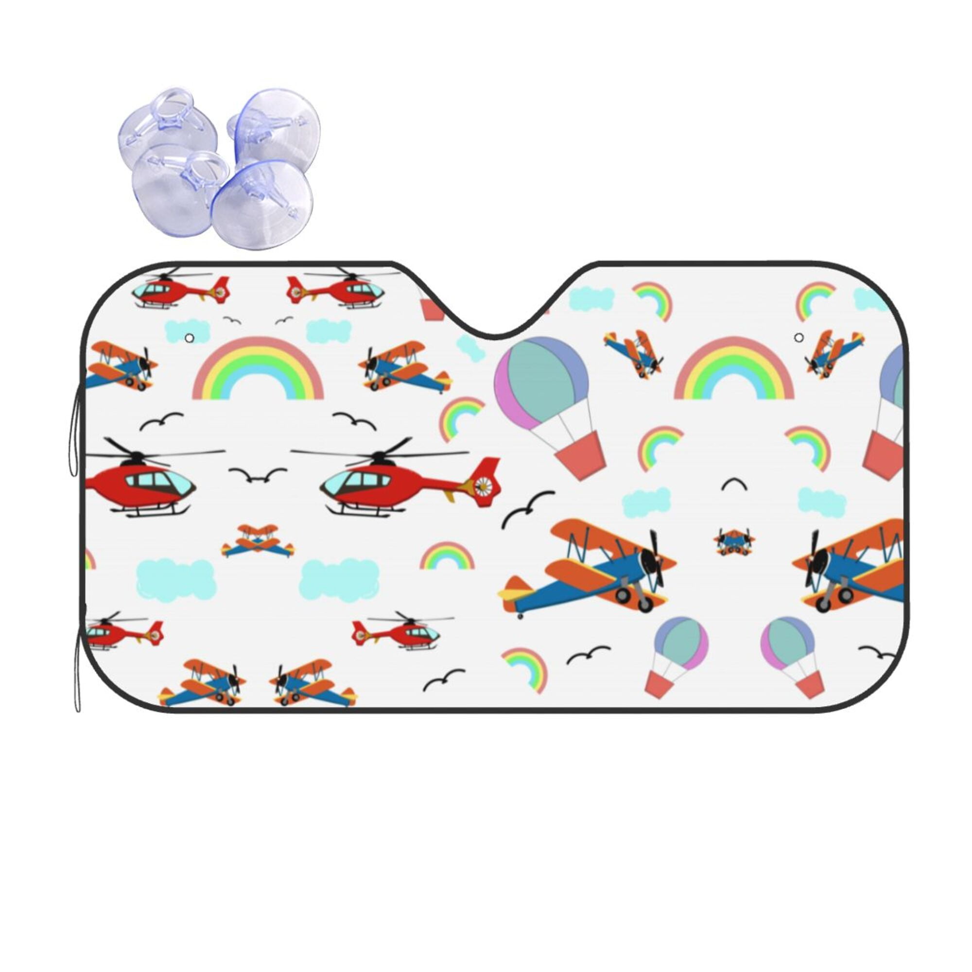 XMXY Car Sun Shade Windshield, Cartoon Doodle Rainbow Airplane ...