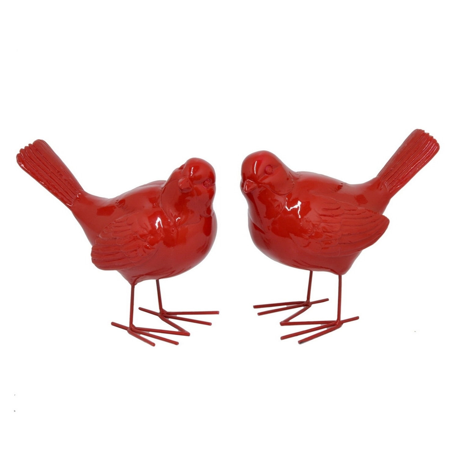 Three Hands Set Of Two Red Resin Bird Figurines - Walmart.com