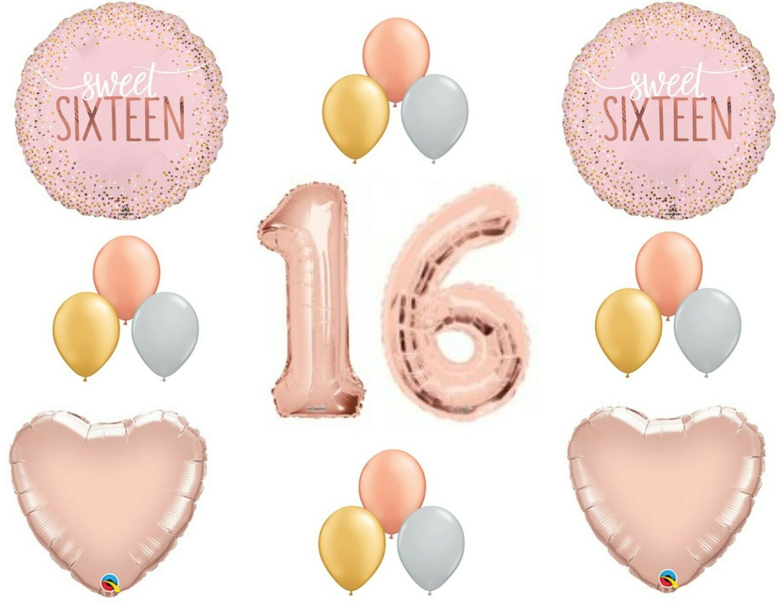 Sweet 16 Rose Gold Birthday Party Balloons Decoration Supplies 16th ...