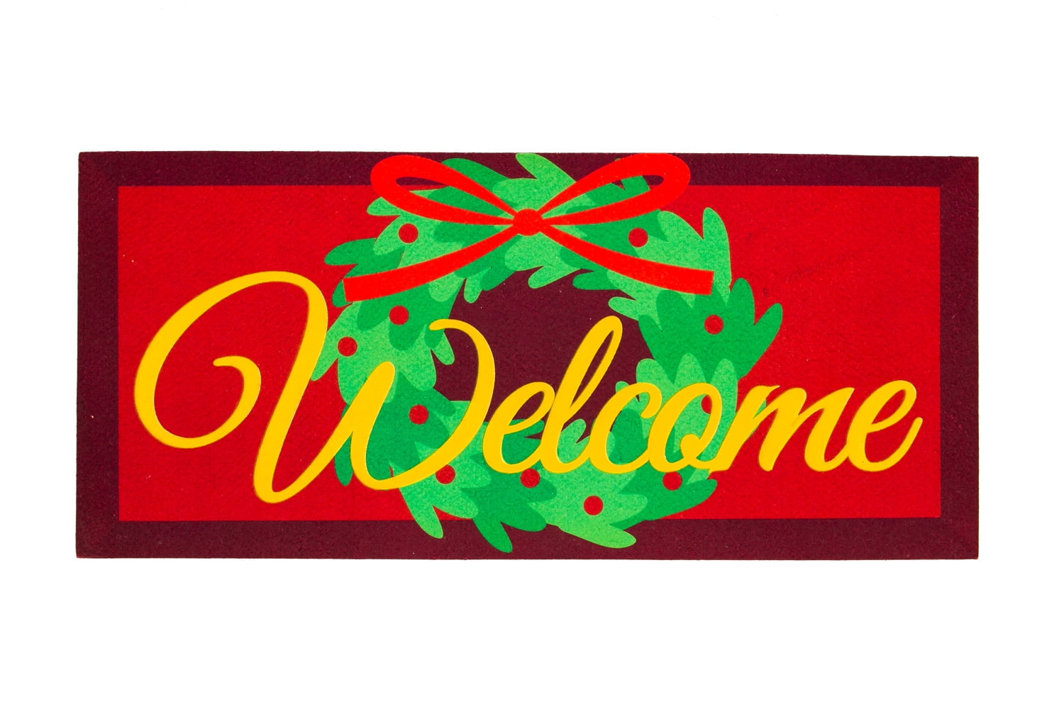Evergreen Welcome Door Wreath Decorative Mat Insert, 10 x 22 inches ...