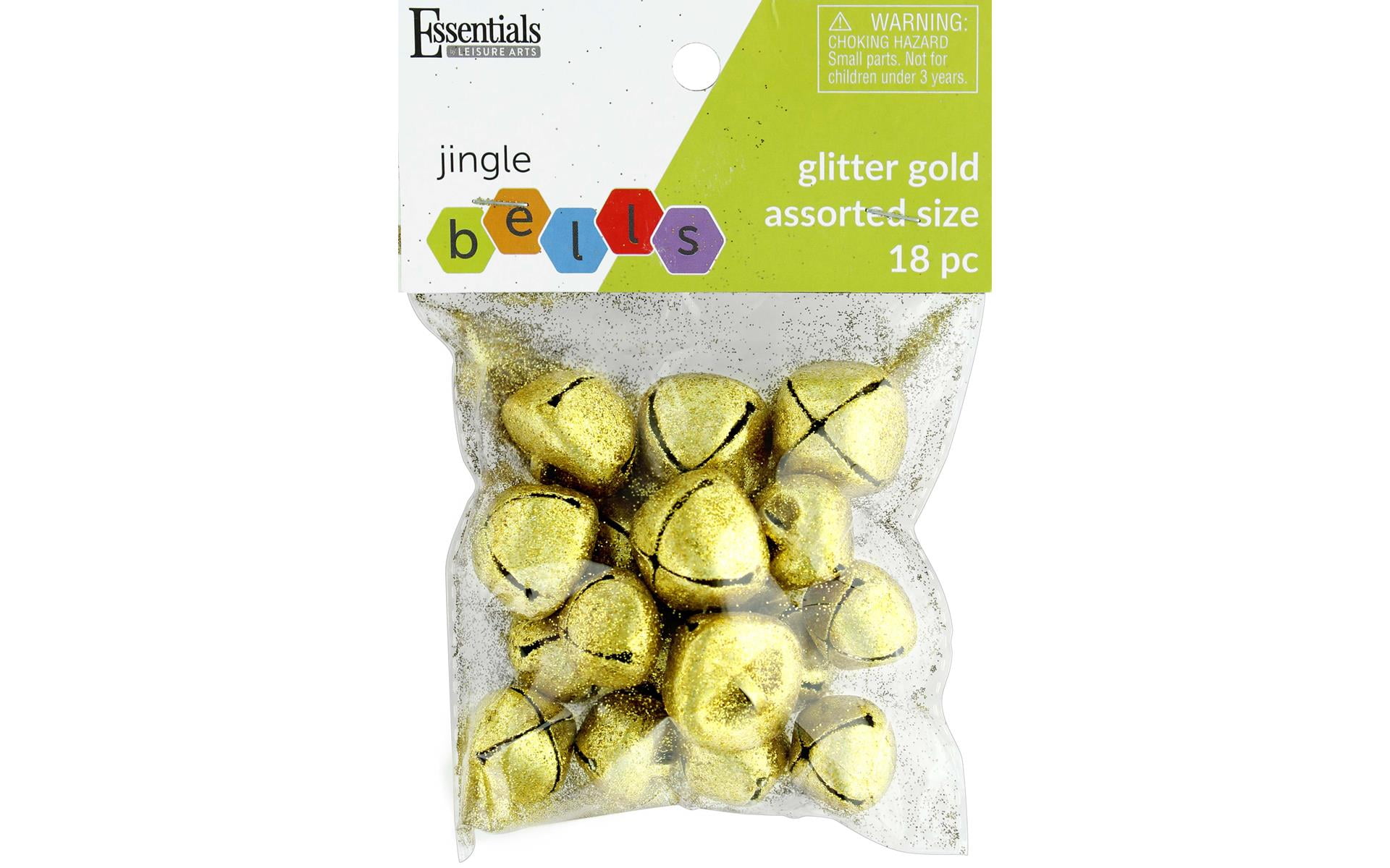 Essentials By Leisure Arts Arts Jingle Bells Glitter Astd Sizes Gold ...