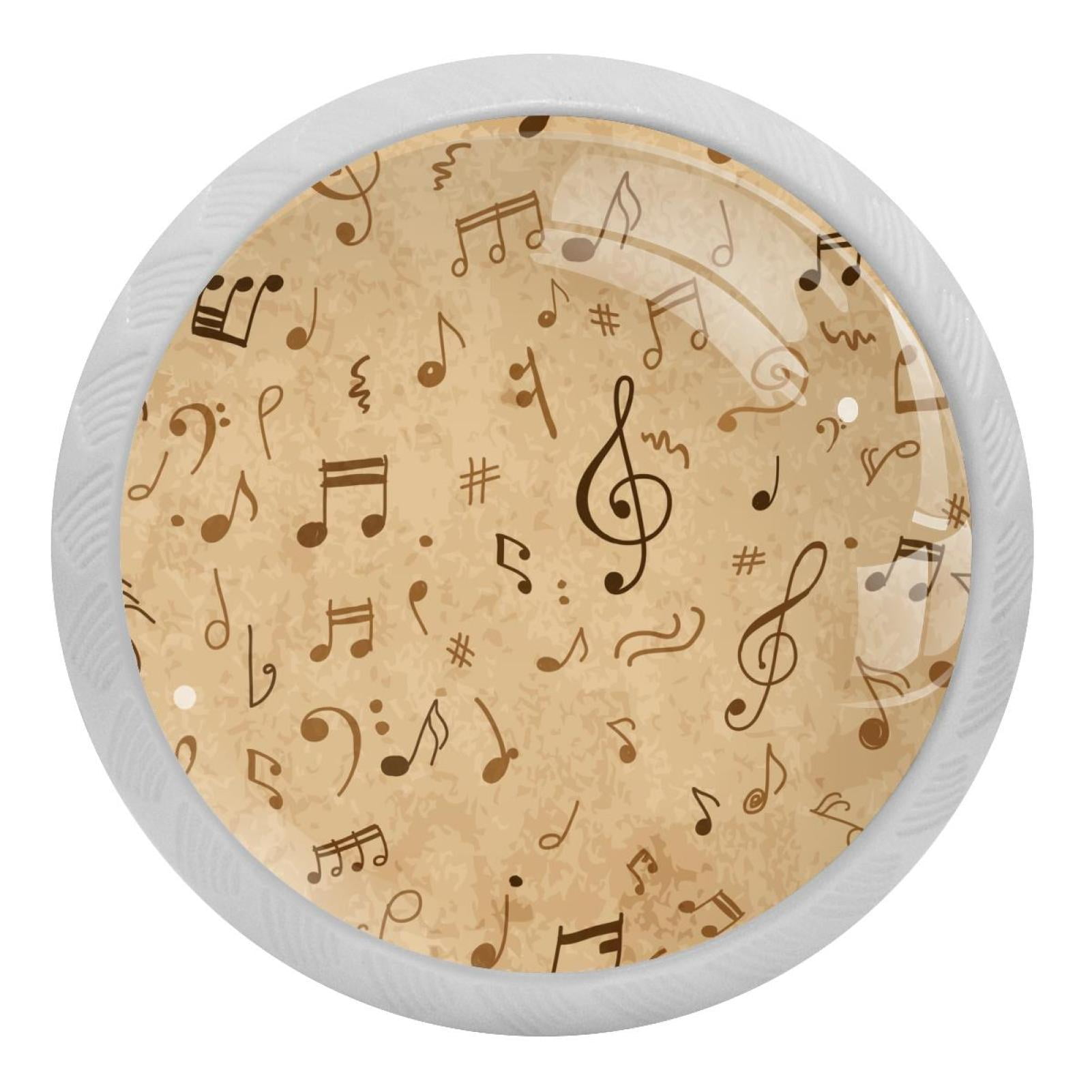 4PCS Round Music Notes Cabinet Fluorescence Knob Glowing in the Dark ...