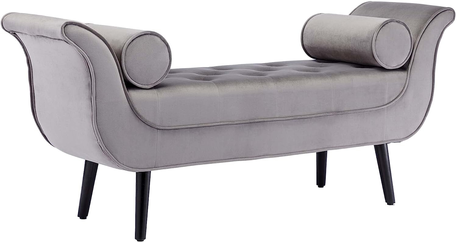 Duhome Bedroom Bench with Rolled Arms Tufted Upholstered Bench for End ...