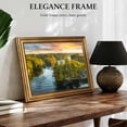 Sunset Lake Forest Cabin Vintage Gold Framed Wall Art Decor Retro ...