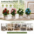 5 Heads Foam Artificial Rose Potted Plant, Fake Floral Bonsai Ornament ...