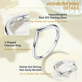 Suplight 925 Sterling Silver Wishbone Ring Dainty V Shaped Wedding Band ...