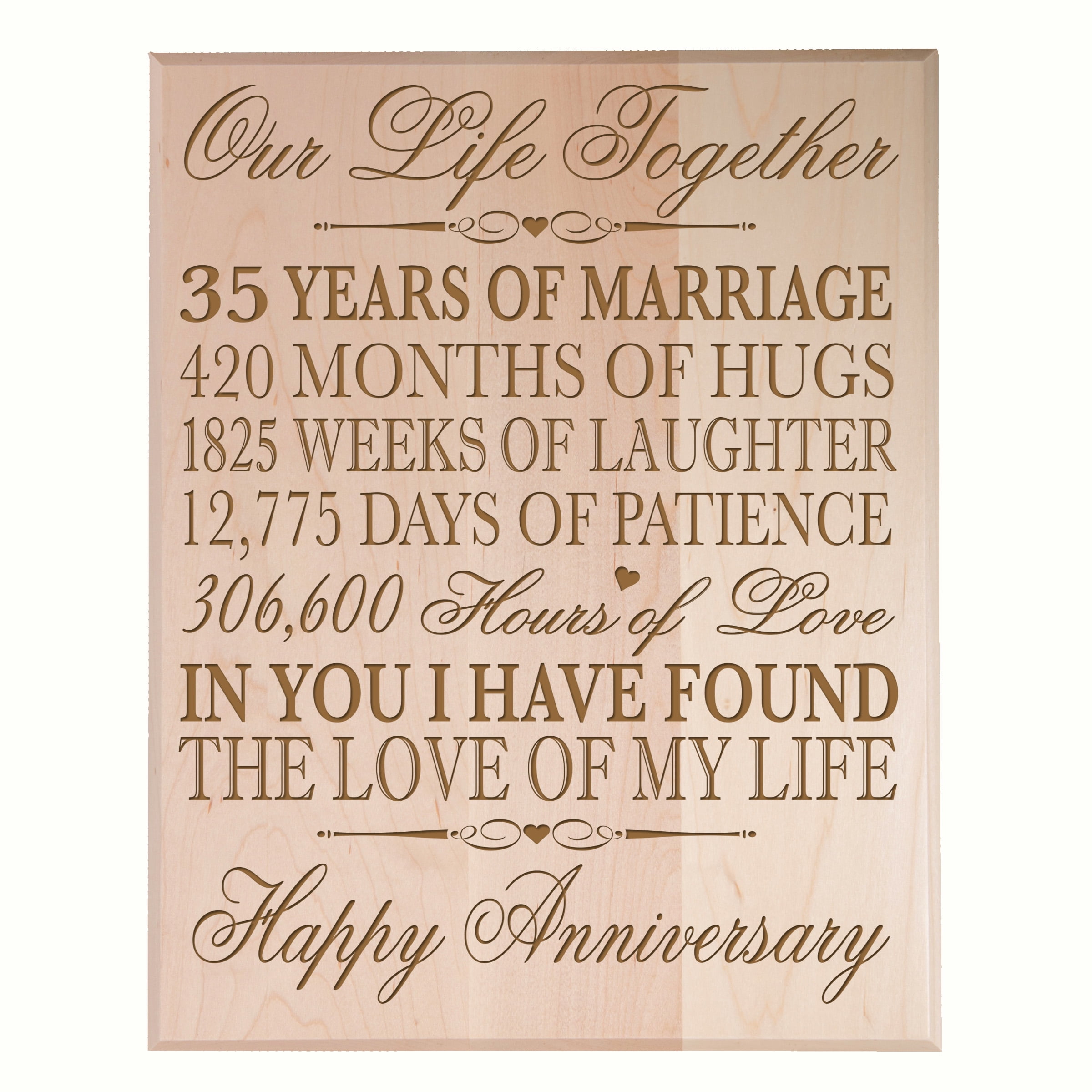 35th Wedding Anniversary Wall Plaque - Our Life Together - 12x15 (Maple ...