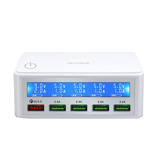 Estación de carga USB de 50 W Cargador de concentrador USB de múltiples puertos QC | Walmart en ...