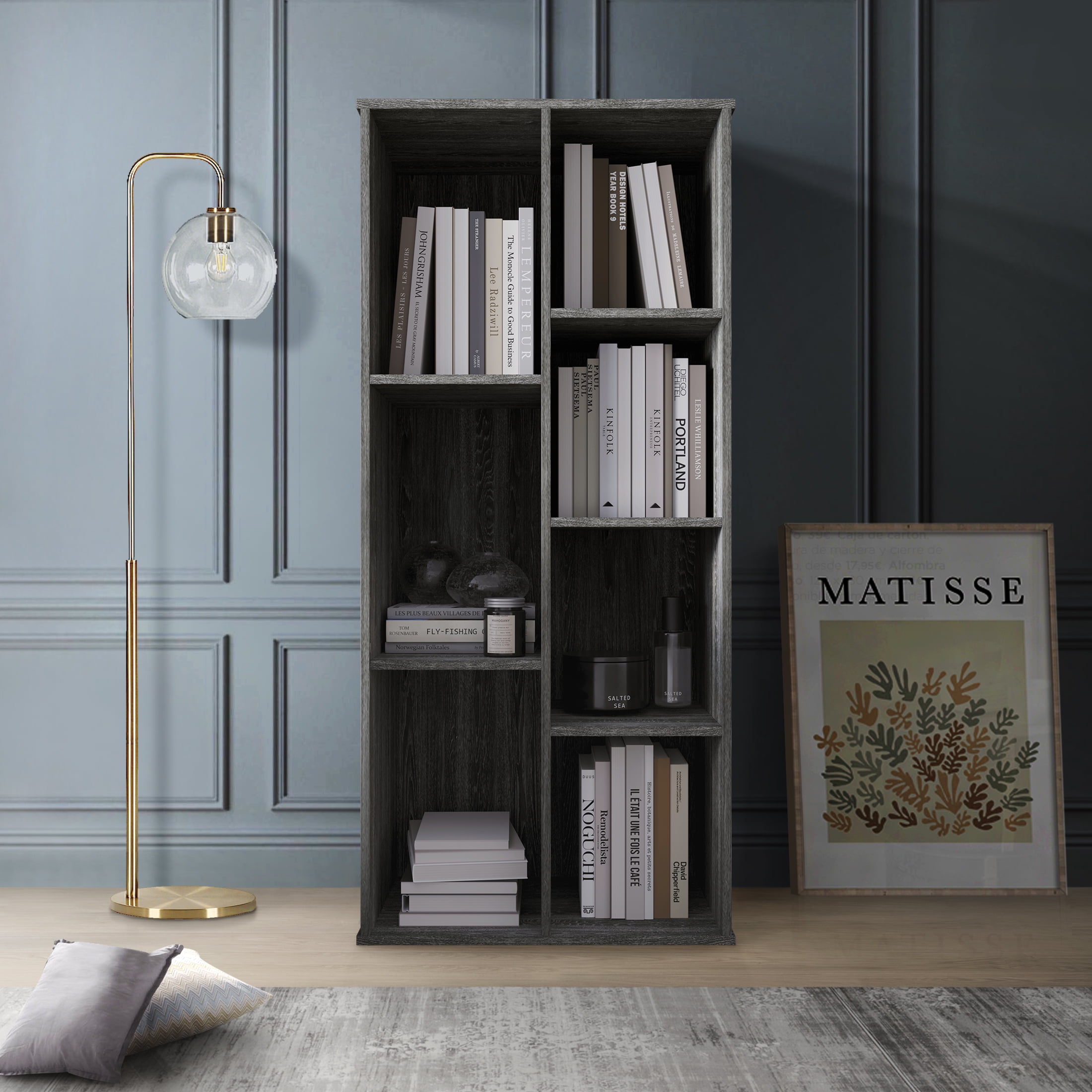 Castle Place Simple 7-Cube Open Shelf Bookcase, Dark Grey - Walmart.com