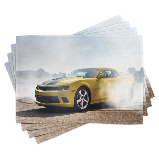 Cars Placemats Set of 4 Racer Sports Car in Course of Competition ...