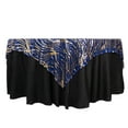 Efavormart 72"x72" Royal Blue Wave Embroidered Sequin Table Overlay ...
