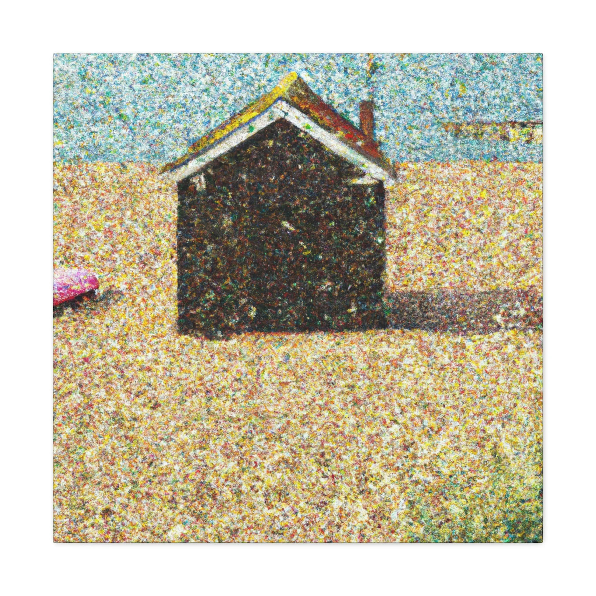 Beach Hut Pointillism - Canvas - Walmart.com
