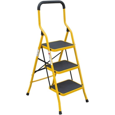 Step ladders Foldable Yellow Ladder 3 Step Ladder Folding Metal Step ...