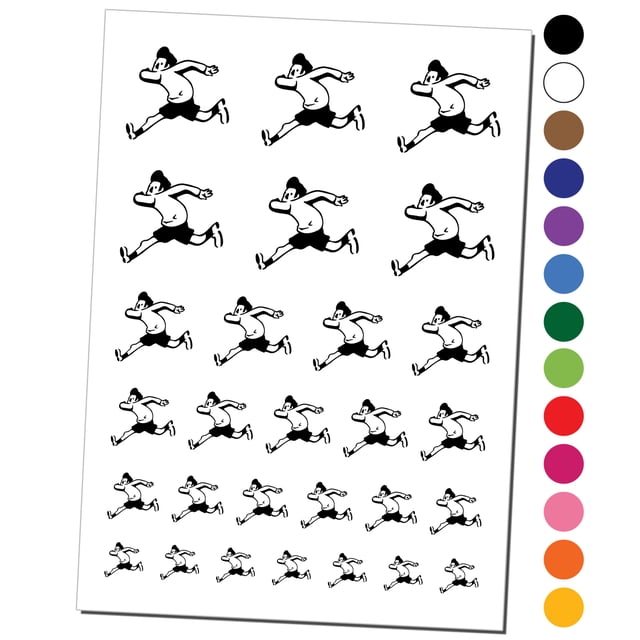 Cartoon Running Man Exercise Water Resistant Temporary Tattoo Set Fake ...
