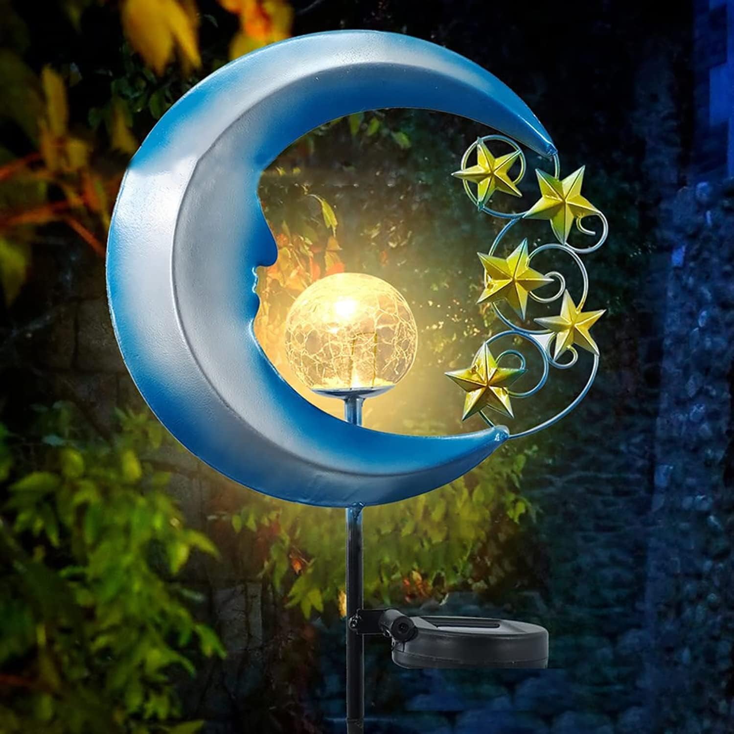 LINLIN Garden Solar Lights Outdoor Decorative Solar Metal Star Moon ...