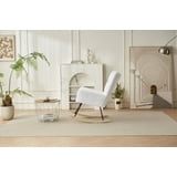 Modern Wingback Rocker, Soft Faux Fur Upholstered Glider Chair with ...