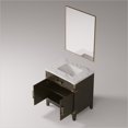 Rich brown wood 30-inch single bath vanity with Carrara marble top ...