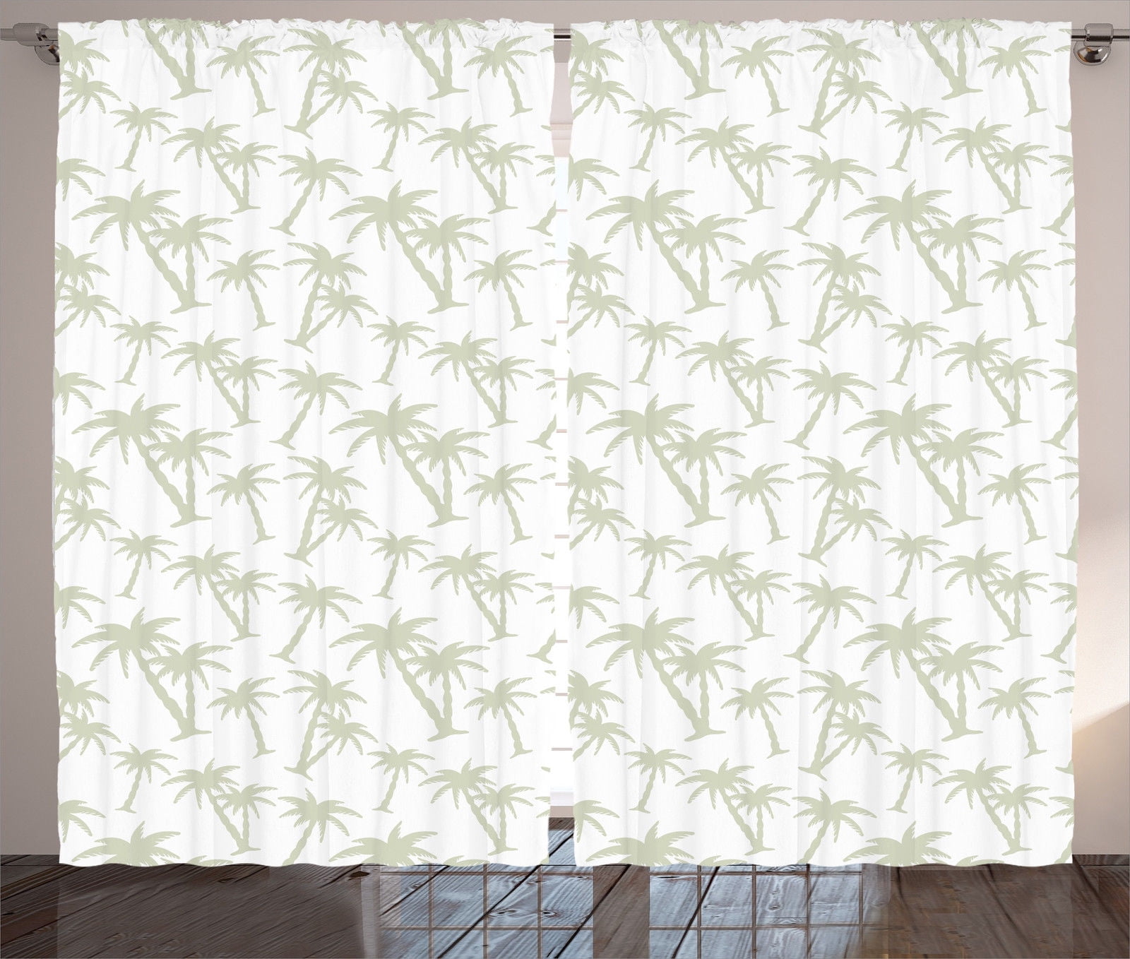 House Decor Curtains 2 Panels Set, Tropical Coconut Palm Trees Pattern ...