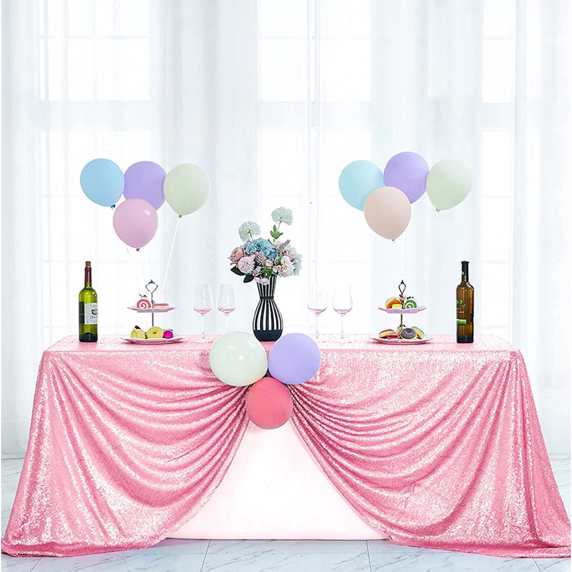SoarDream Pink Sequin Tablecloths 50"x102" Glitter Sparkly Table ...