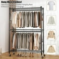 Heavy Duty Garment Rack on Wheels, Rolling Clothes Racks for Hanging ...